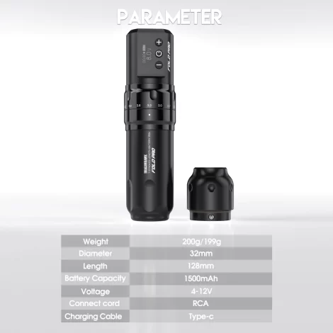 Dragonhawk Wireless Tattoo Pen Machine with 7 Stroke Length With 2 ...